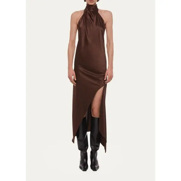 Helmut Lang Silk Halterneck Midi Dress