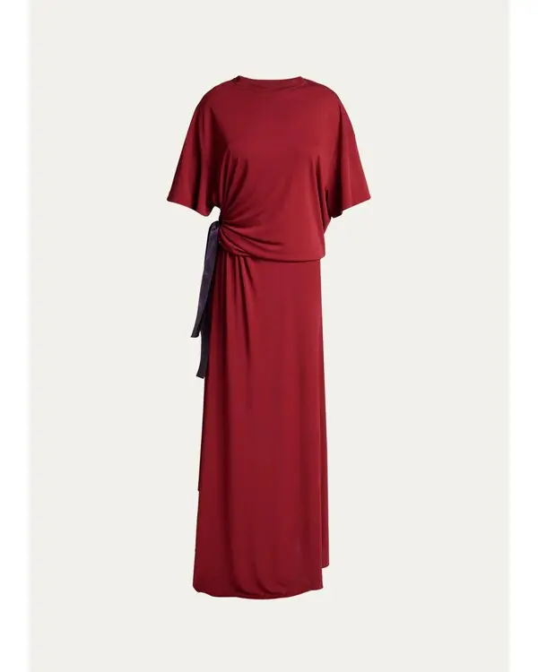 Balenciaga Gathered Blouson Maxi T-shirt Dress