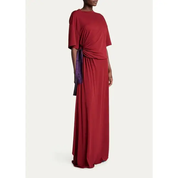 Balenciaga Gathered Blouson Maxi T-shirt Dress