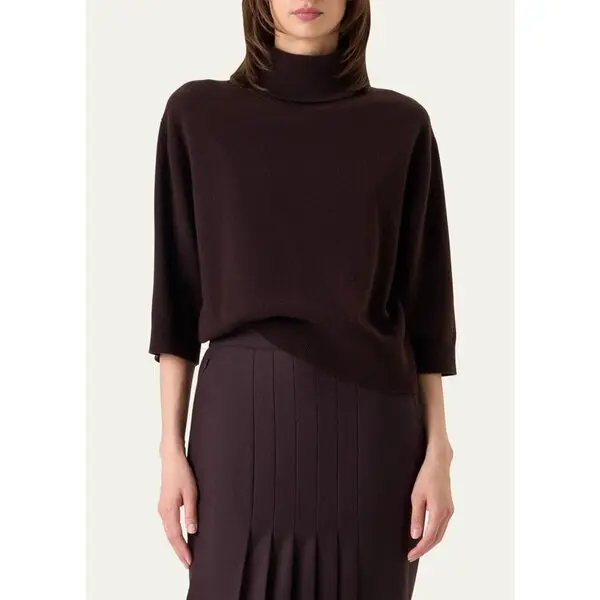 Akris Turtleneck Cashmere 3/4-sleeve Sweater