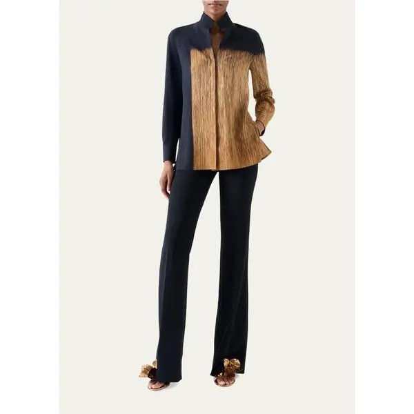 Akris Oro Lienzo Silk Crepe Tunic Blouse