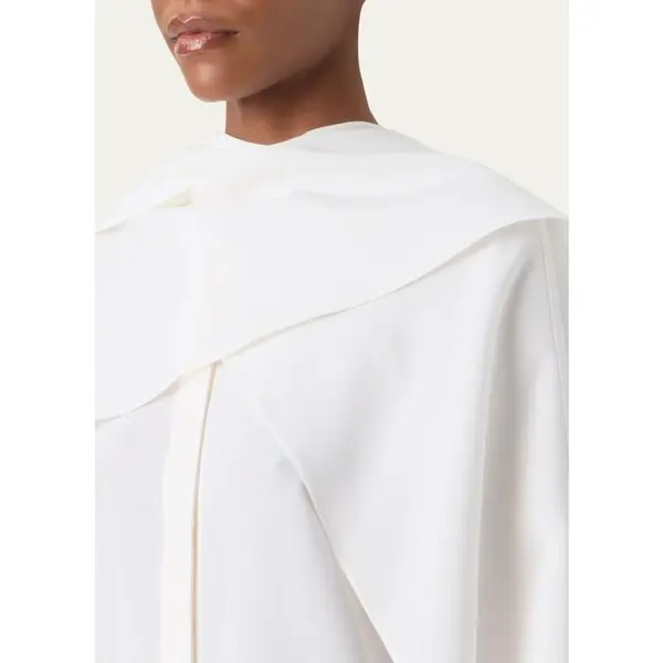 Akris Silk Crepe Sleeve Panel Button-down Blouse - Ecru