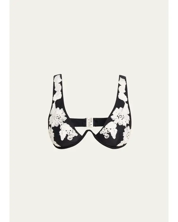 Simkhai Rosie Floral Underwire Bikini Top - Black Multi