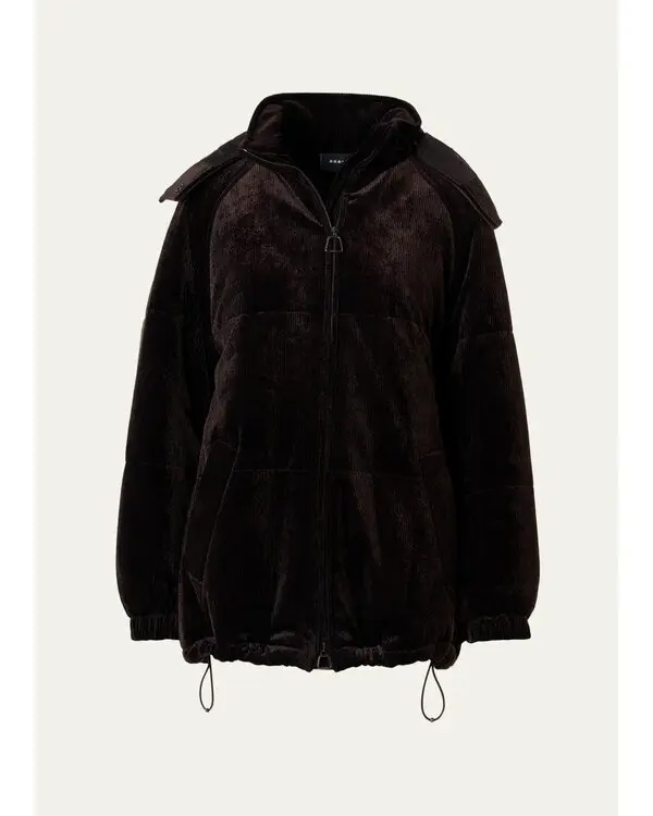 Akris Wednesday Corduroy Oversized Parka Jacket With Detachable Hood