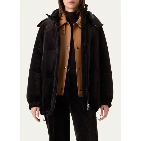 Akris Wednesday Corduroy Oversized Parka Jacket With Detachable Hood