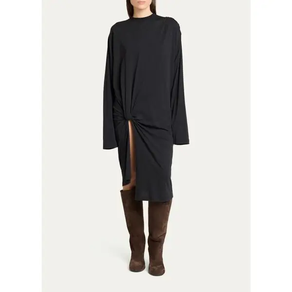 Balenciaga Tucked Long-sleeve T-shirt Dress