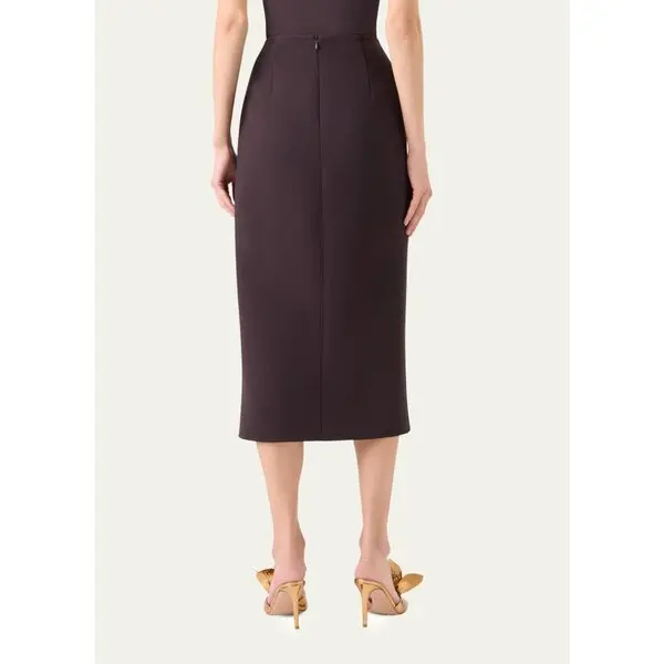 Akris Wool Double-face Slit Midi Pencil Skirt - Coffee