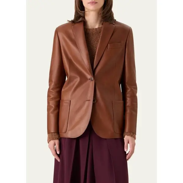 Akris Kora Nappa Leather Single-breasted Jacket