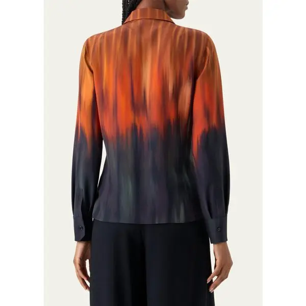 Akris Fuego Silk Crepe Button-down Blouse