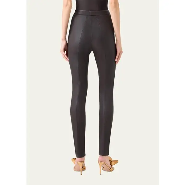 Akris Flame Leather Skinny-leg Ankle Pants