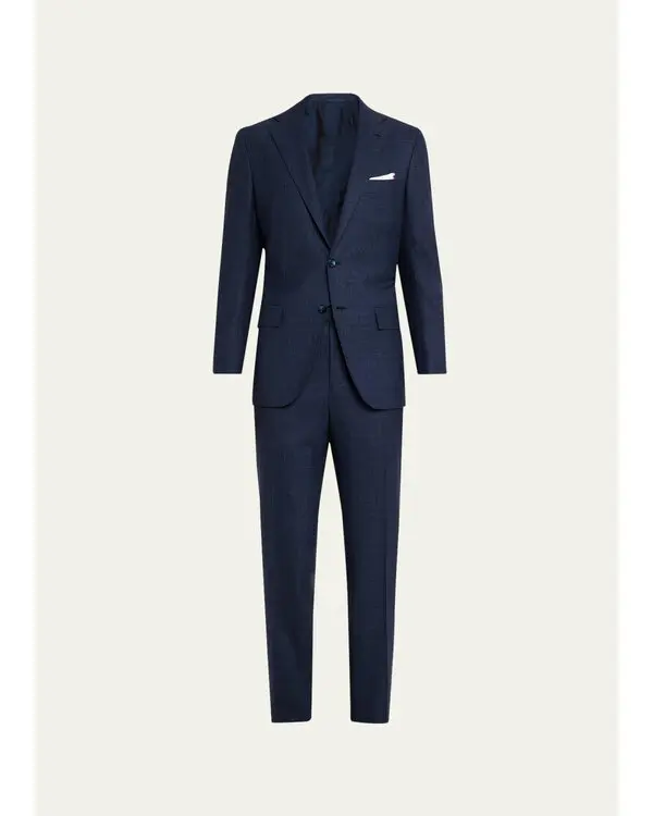 Kiton Wool Tonal Plaid Single-breasted Suit