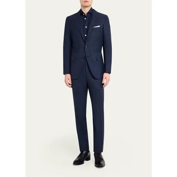 Kiton Wool Tonal Plaid Single-breasted Suit