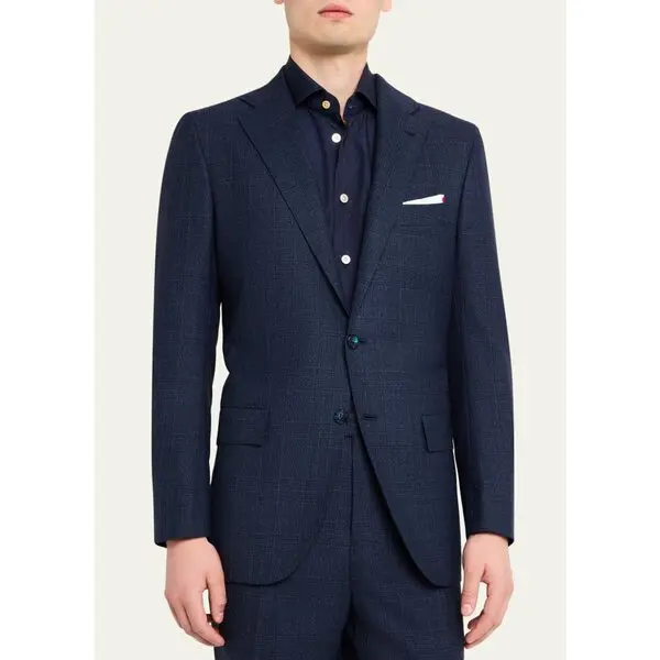 Kiton Wool Tonal Plaid Single-breasted Suit