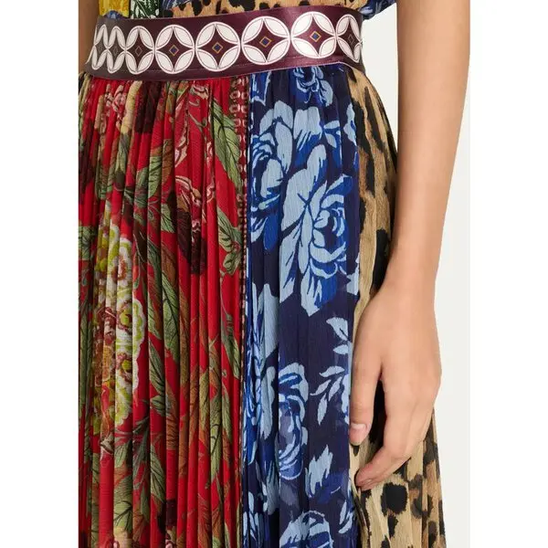 Alice + Olivia Katz Pleated Handkerchief Midi Skirt