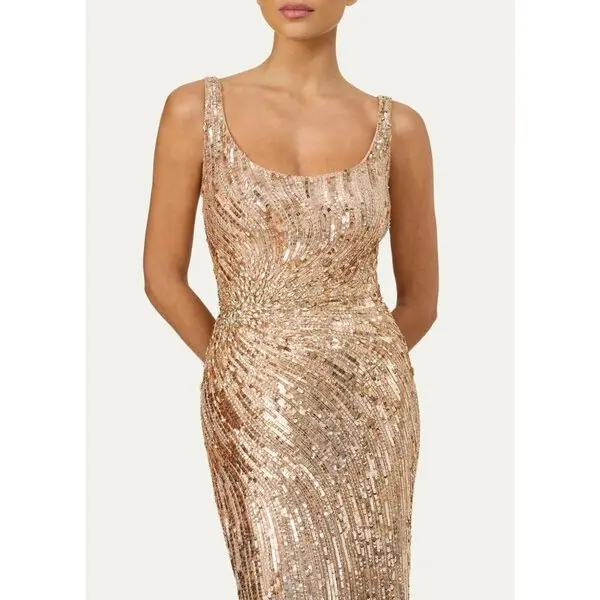 Jenny Packham Solaris Sequined Sleeveless Column Gown