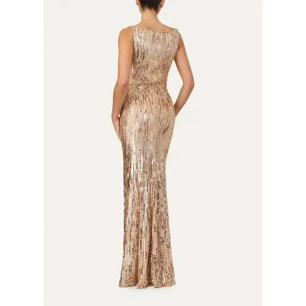 Jenny Packham Solaris Sequined Sleeveless Column Gown