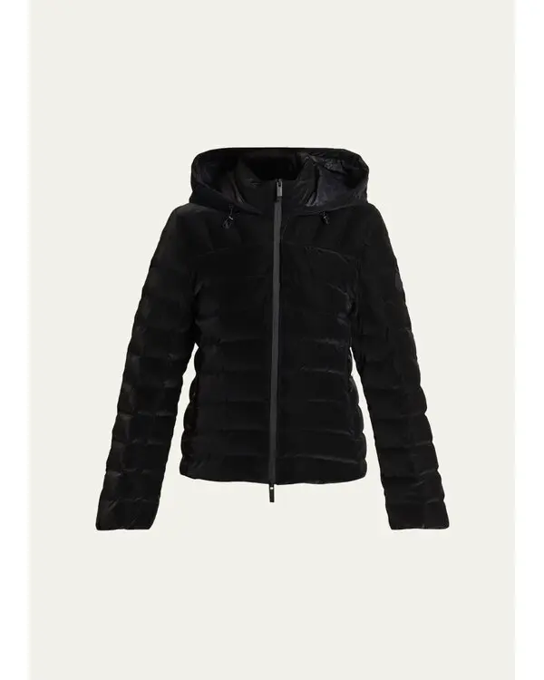 Moncler Trefle Hooded Down Velour Jacket