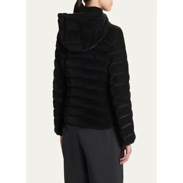 Moncler Trefle Hooded Down Velour Jacket