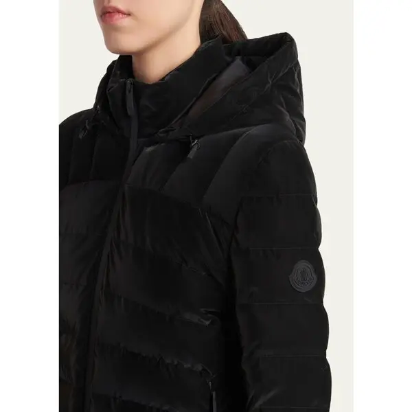 Moncler Trefle Hooded Down Velour Jacket