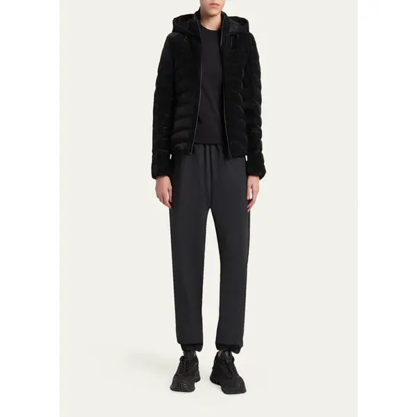 Moncler Trefle Hooded Down Velour Jacket