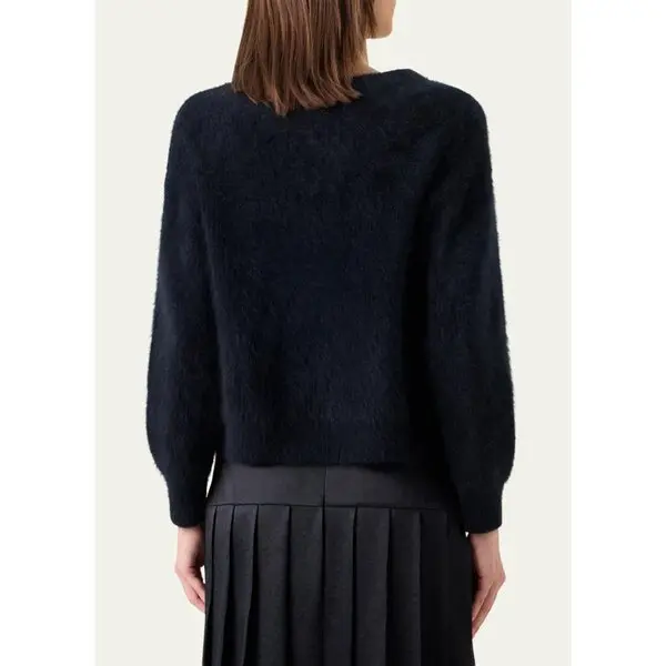 Akris Cloud Cashmere Oro Lienzo Jacquard Crewneck Sweater - Black