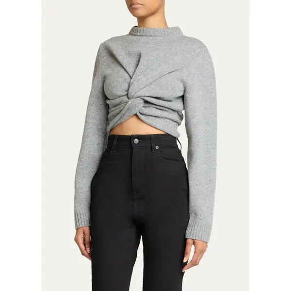 Balenciaga Cropped Twisted Wool Sweater