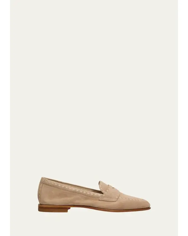 Santoni Marlene Suede Penny Loafers