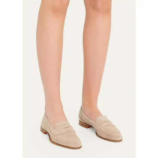 Santoni Marlene Suede Penny Loafers