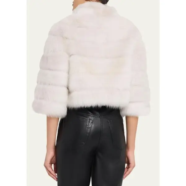 Gorski Lamb Shearling 3/4-sleeve Crop Coat