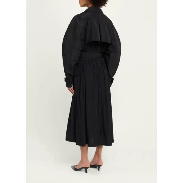 LANVIN Mixed-media Belted Long Trench Coat