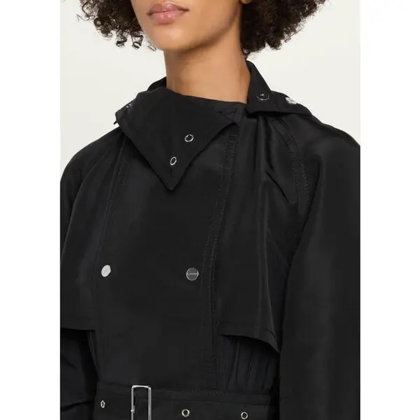 LANVIN Mixed-media Belted Long Trench Coat