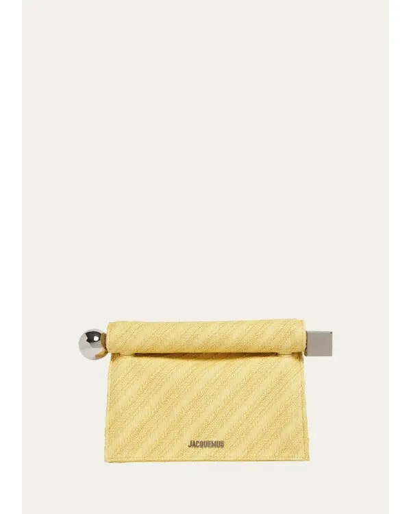 Jacquemus La Pochette Rond Carre Rolled Clutch Bag - Light Yellow