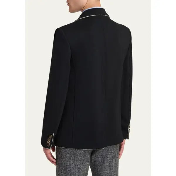Valentino Garavani Single Breasted Wool Jacket With Logo Patch