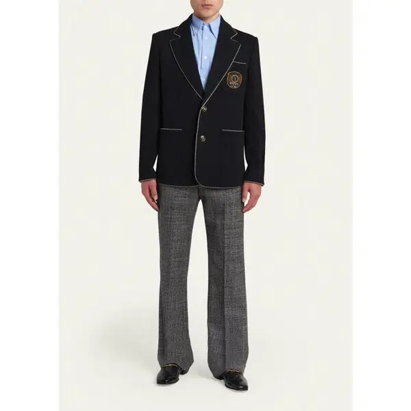 Valentino Garavani Single Breasted Wool Jacket With Logo Patch