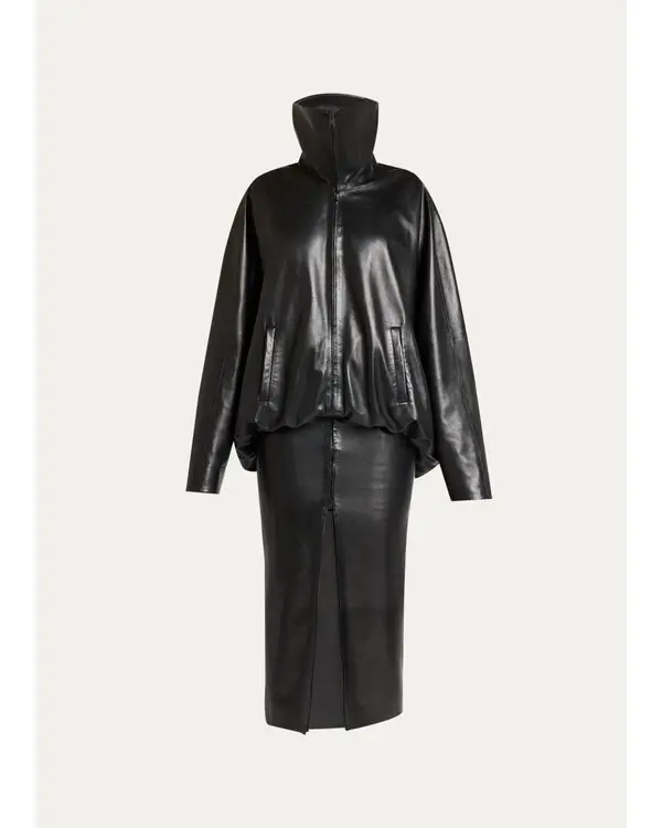 Balenciaga High Collar Blouson Skirted Jacket