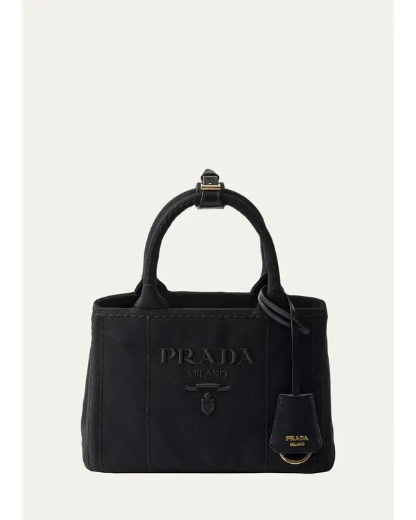 Prada Jardiniere Mini Cotton Canvas Top-handle Bag - Nero