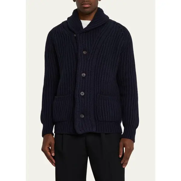 Anderson & Sheppard Rib-knit Cashmere Cardigan