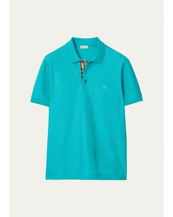 Burberry Check-placket Slim Fit Cotton Polo Shirt