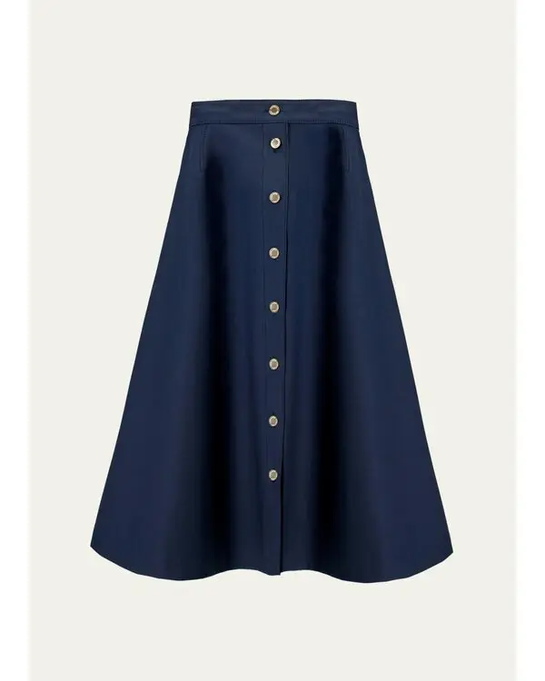 Carolina Herrera Button-front Cotton Midi Skirt