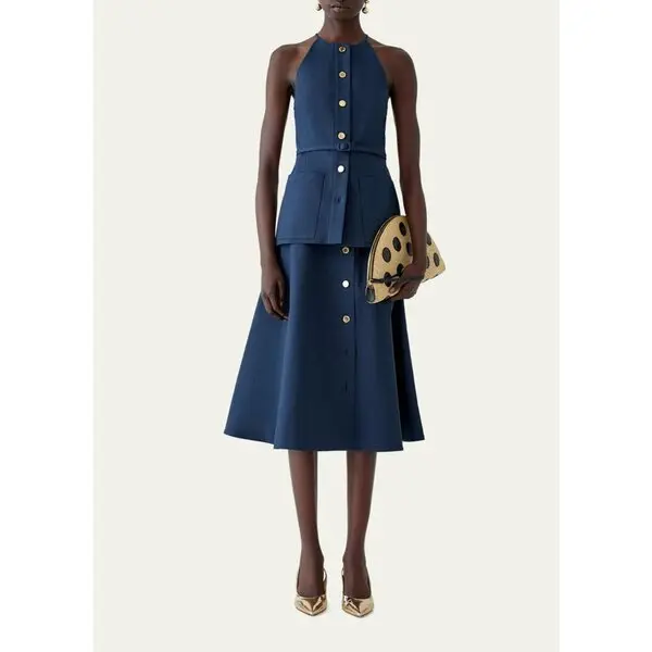 Carolina Herrera Button-front Cotton Midi Skirt