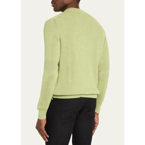 Kiton Silk, Cashmere And Linen Micro-rib Crewneck Sweater