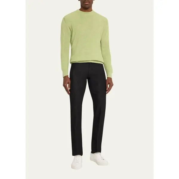 Kiton Silk, Cashmere And Linen Micro-rib Crewneck Sweater