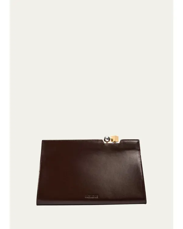 Jacquemus Le Salon Rond-carre Leather Shoulder Bag - Dark Burgundy