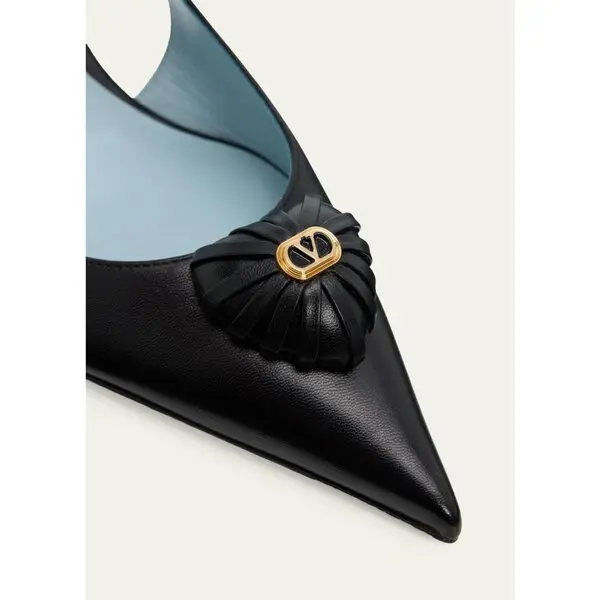 Valentino Garavani 75mm Coeur Royal Leather Slingback Pumps - Cream