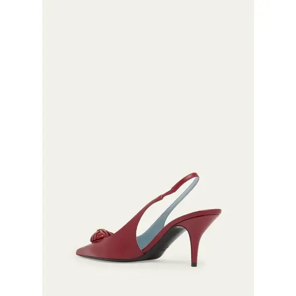 Valentino Garavani 75mm Coeur Royal Leather Slingback Pumps - Cream