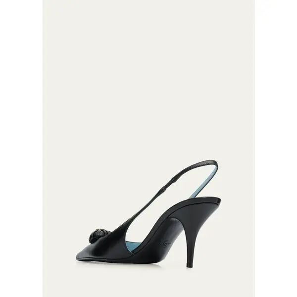 Valentino Garavani 75mm Coeur Royal Leather Slingback Pumps - Cream