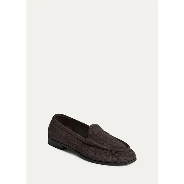 Bottega Veneta Silenzio Intrecciato Suede Moc-toe Loafers - Brown