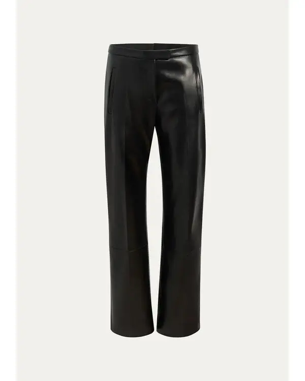 Khaite Miles Leather Straight-leg Pants