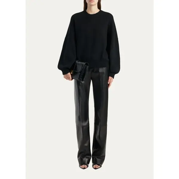 Khaite Miles Leather Straight-leg Pants