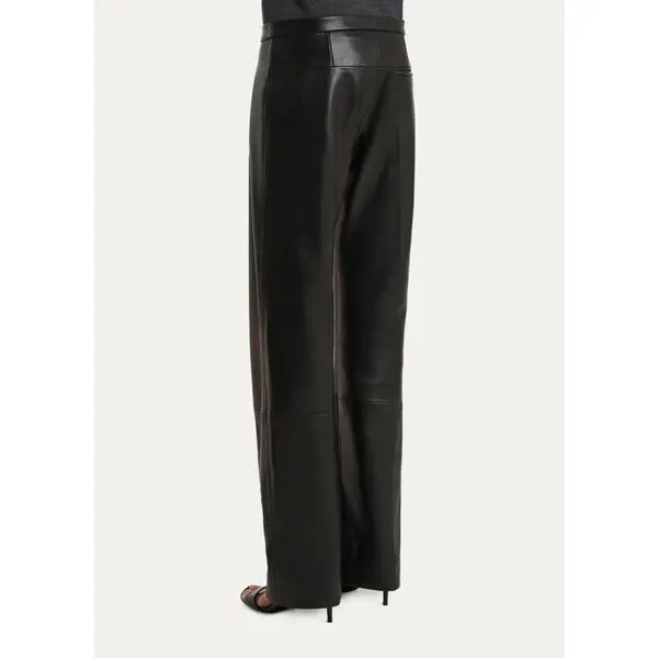 Khaite Miles Leather Straight-leg Pants